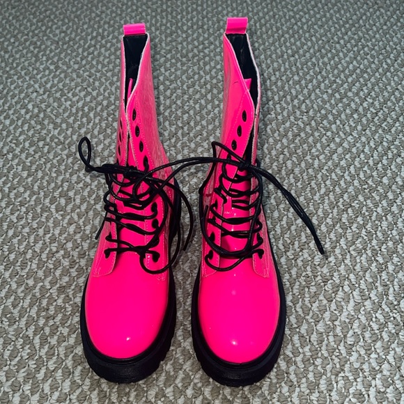 Wild Diva | Shoes | Wild Diva Hot Pink Combat Boots | Poshmark